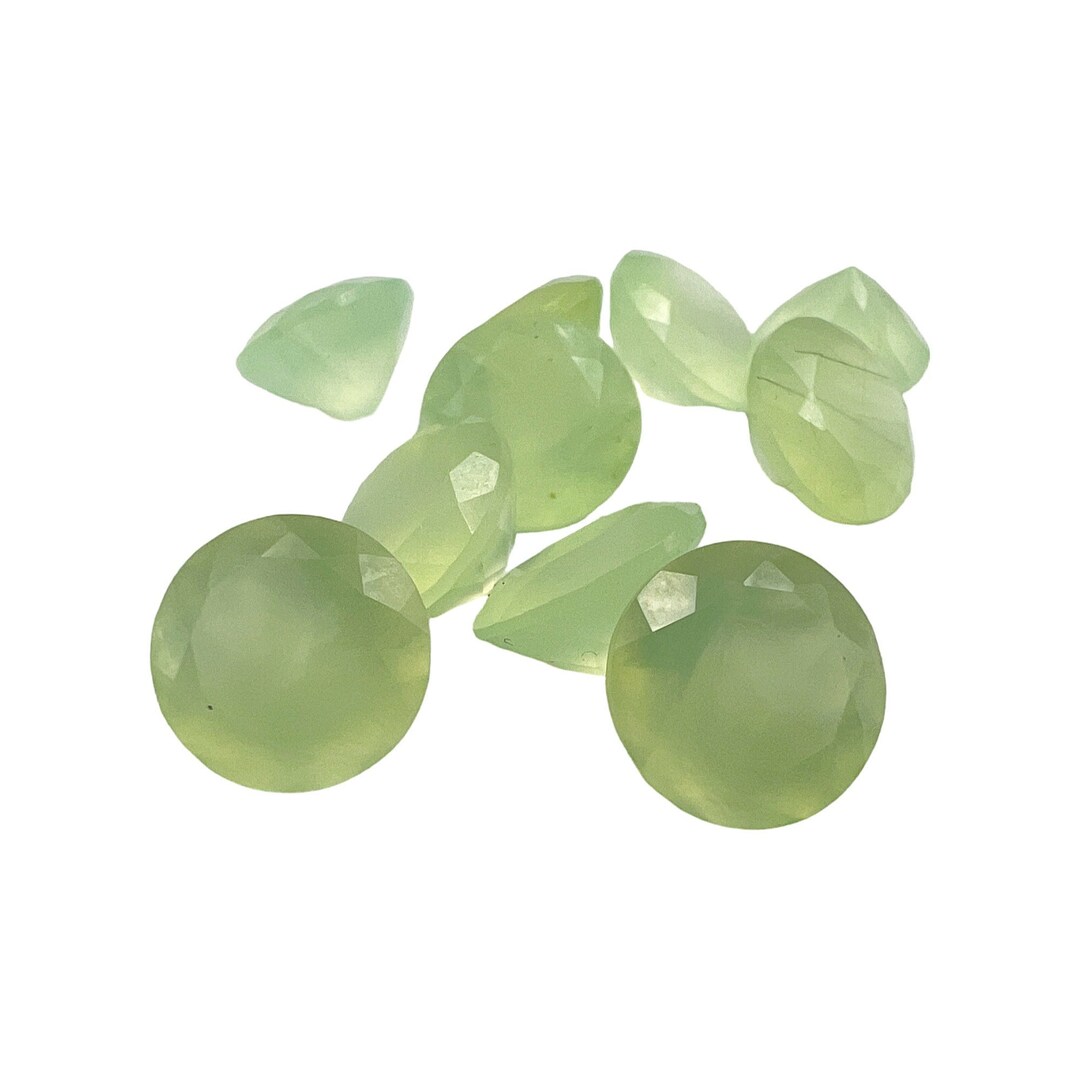 Green Prehnite Round Shape Brilliant Cut Gemstone, Natural Green ...