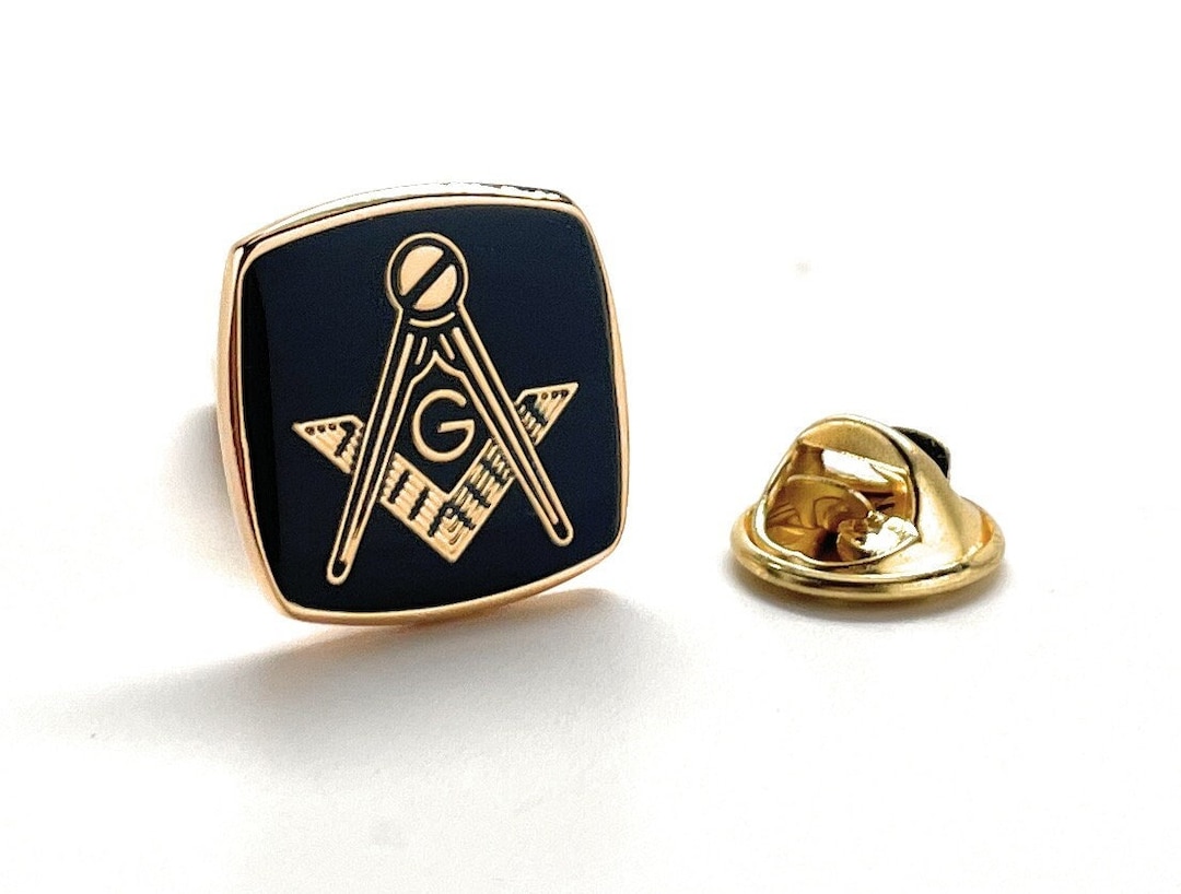 Freemason Lapel Pin Freemasonry Pin Gold Black Polished Enamel Pin ...