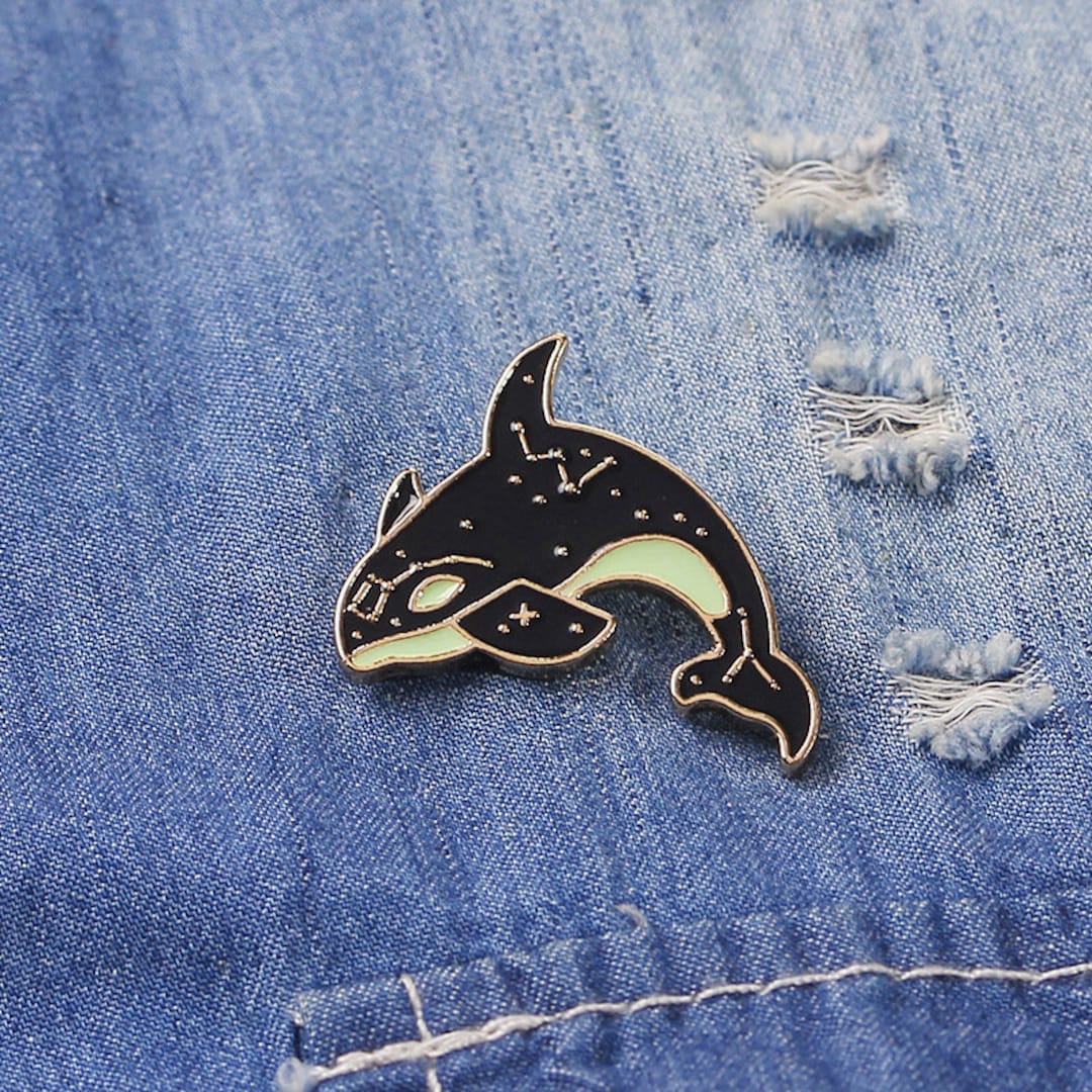 Killer Whale Pin Black Green Enamel Pin Ocean Orca Whale - Etsy