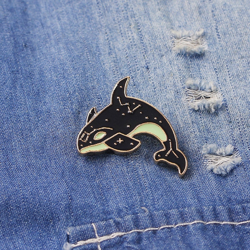 Killer Whale Pin Black Green Enamel Pin Ocean Orca Whale | Etsy