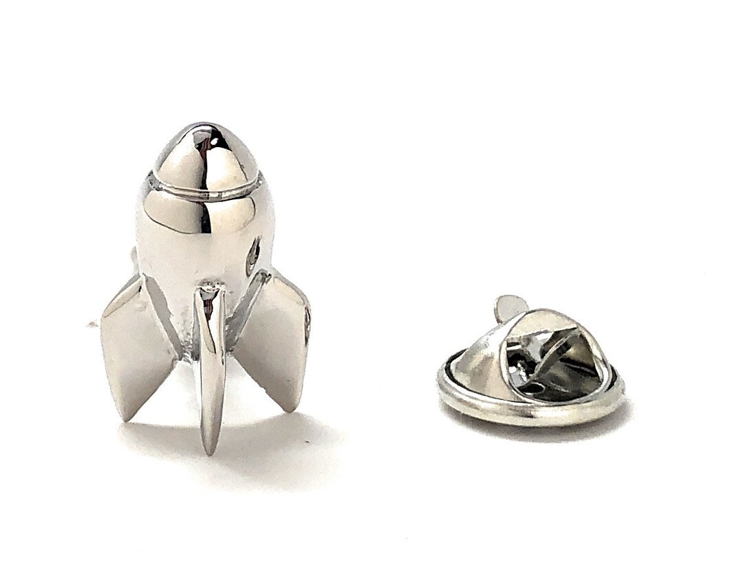 Space Rocket Pin Spaceman Lapel Pin Silver Enamel Pin Rocketman 3D ...