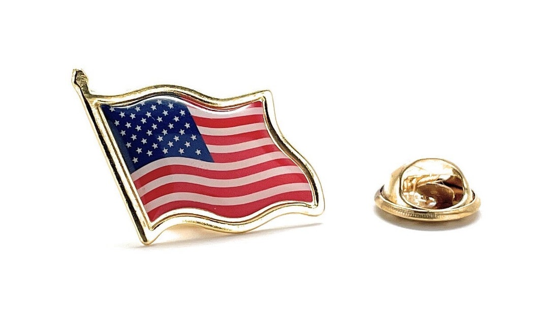 Wavy America Flag Pin United States Flag Lapel Pin Gold Flag - Etsy