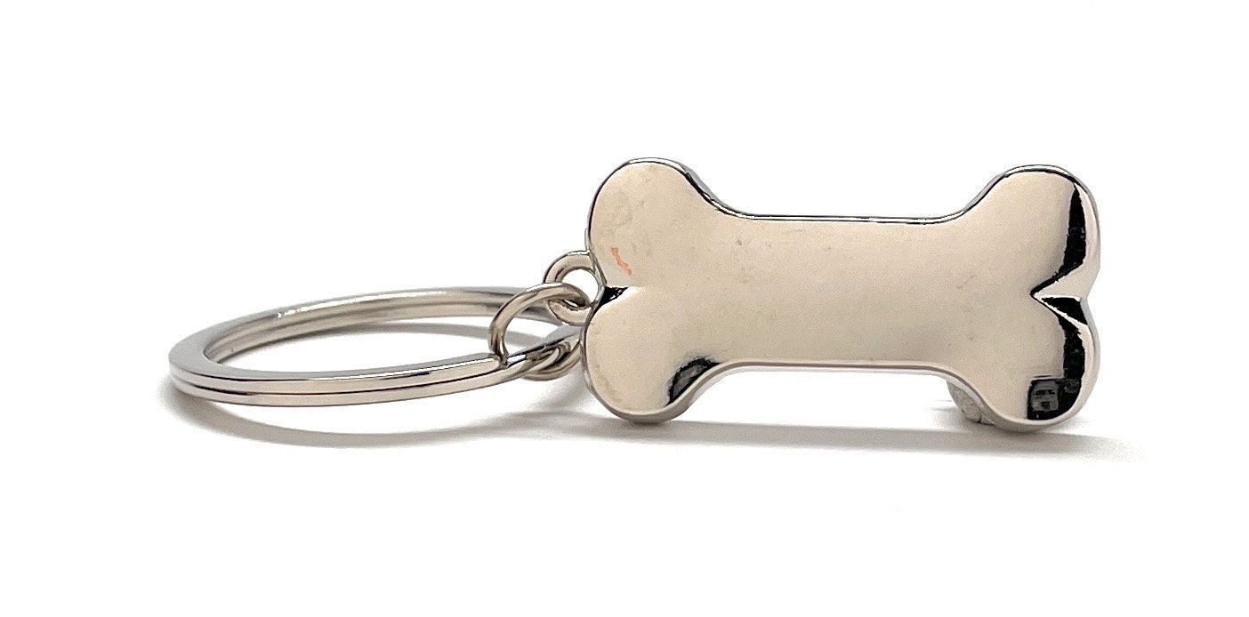 Dog Bone Keychain Silver Bone Charm Car Key Chain With Key - Etsy