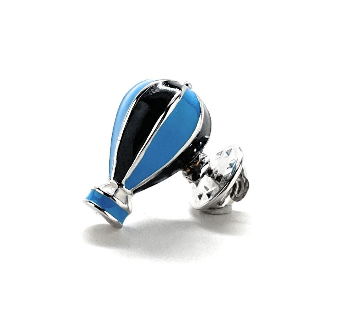 Hot Air Balloon Pin Majestic Skies Black and Blue Enamel Pin Heavy ...