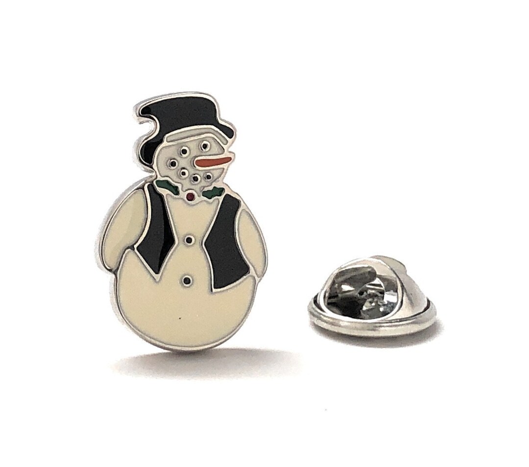 Snowman Enamel Pin White and Black Enamel Silver Pin Design Gifts ...