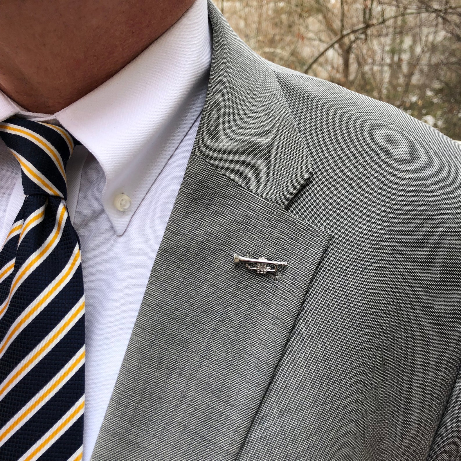 Silver Trumpet Pin Jazz Band Lapel Pin Tie Tack | Etsy