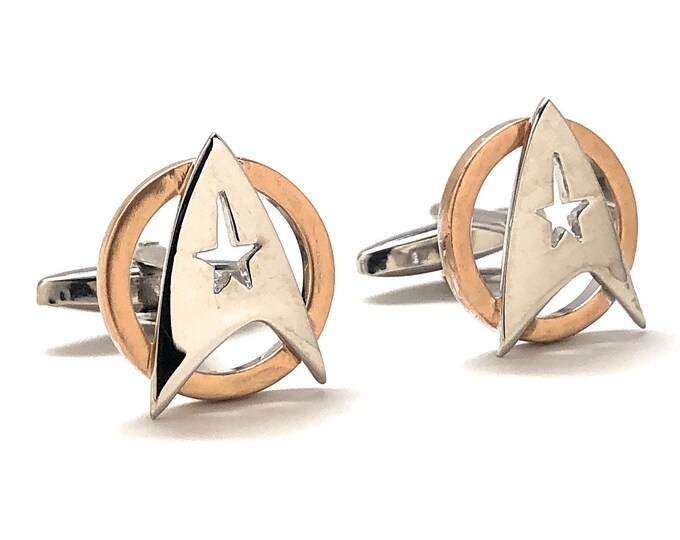 Star Trek Men's Silver Plated Cufflinks With Star-fleet Command Design ...