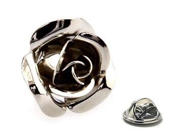 Silver Rose Pin - Etsy