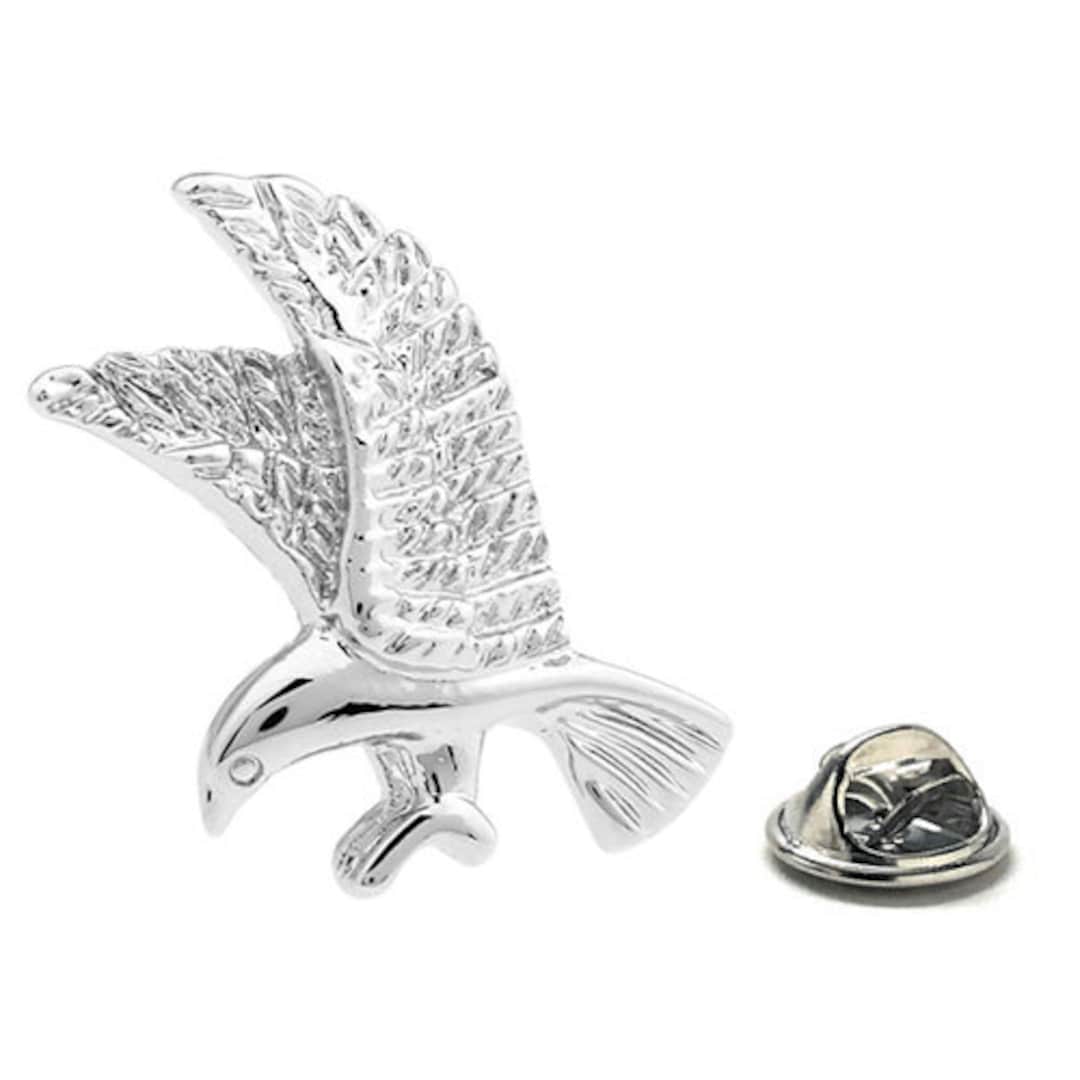 Eagle Pin 3D Design Cut Out Design Lapel Pin Silver Landing Eagle Pin ...
