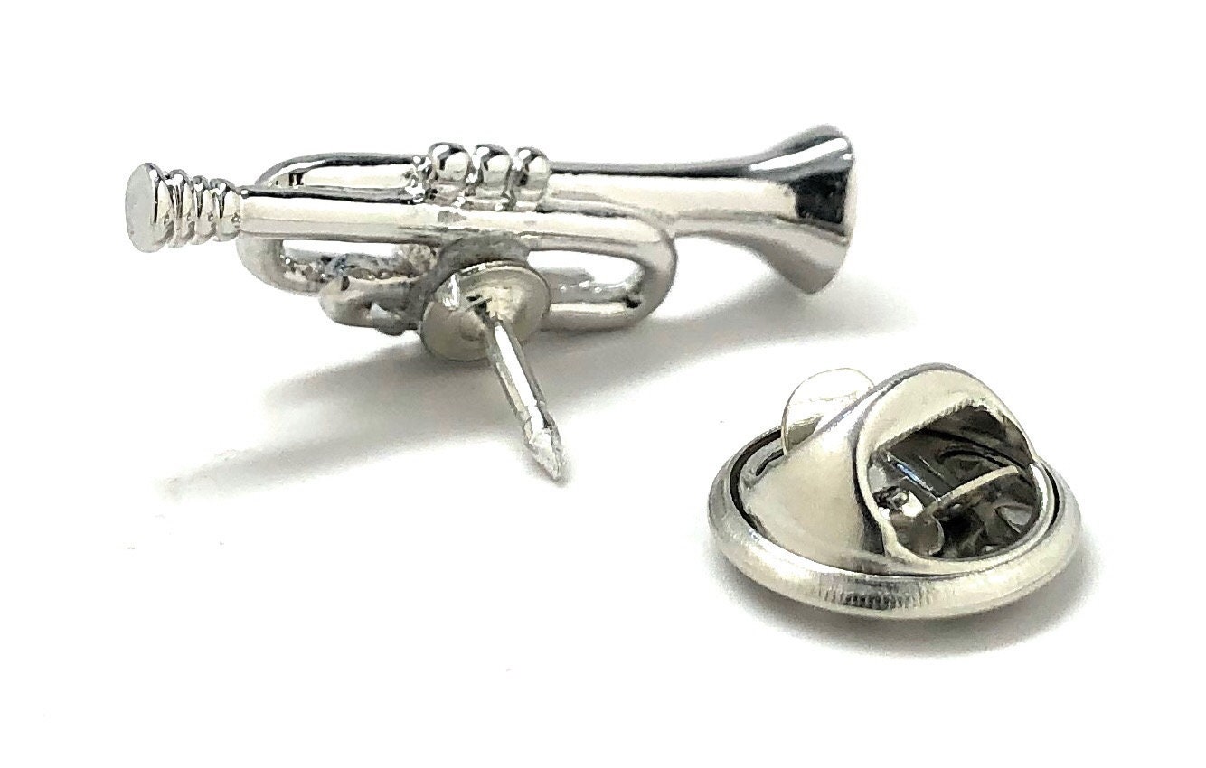 Silver Trumpet Pin Jazz Band Lapel Pin Tie Tack | Etsy