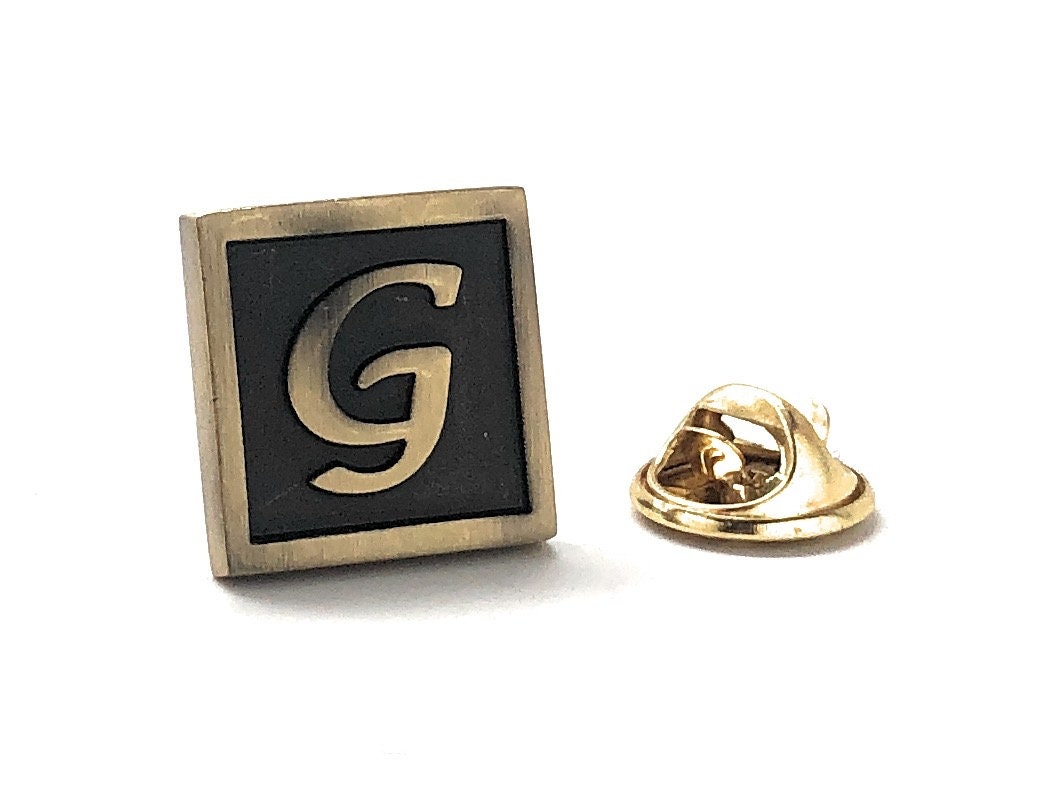 Letter G Lapel Pin Initials Enamel Pin Antique Brass Alphabet - Etsy