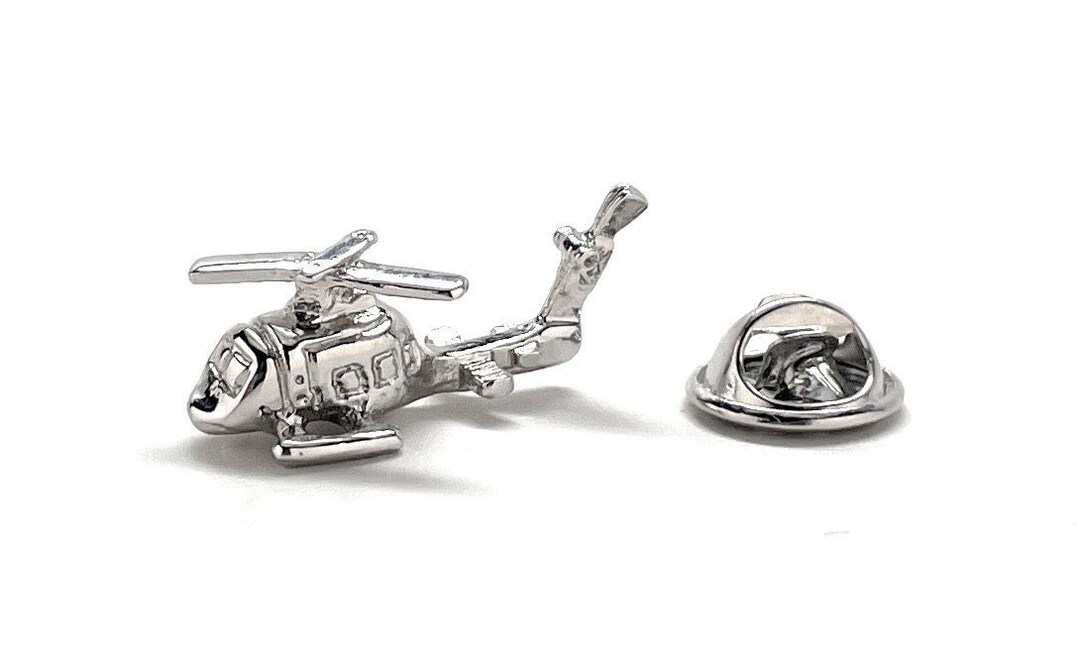 Huey Helicopter Pin Silver Military Army Lapel Pin Pilot Gift Captain ...