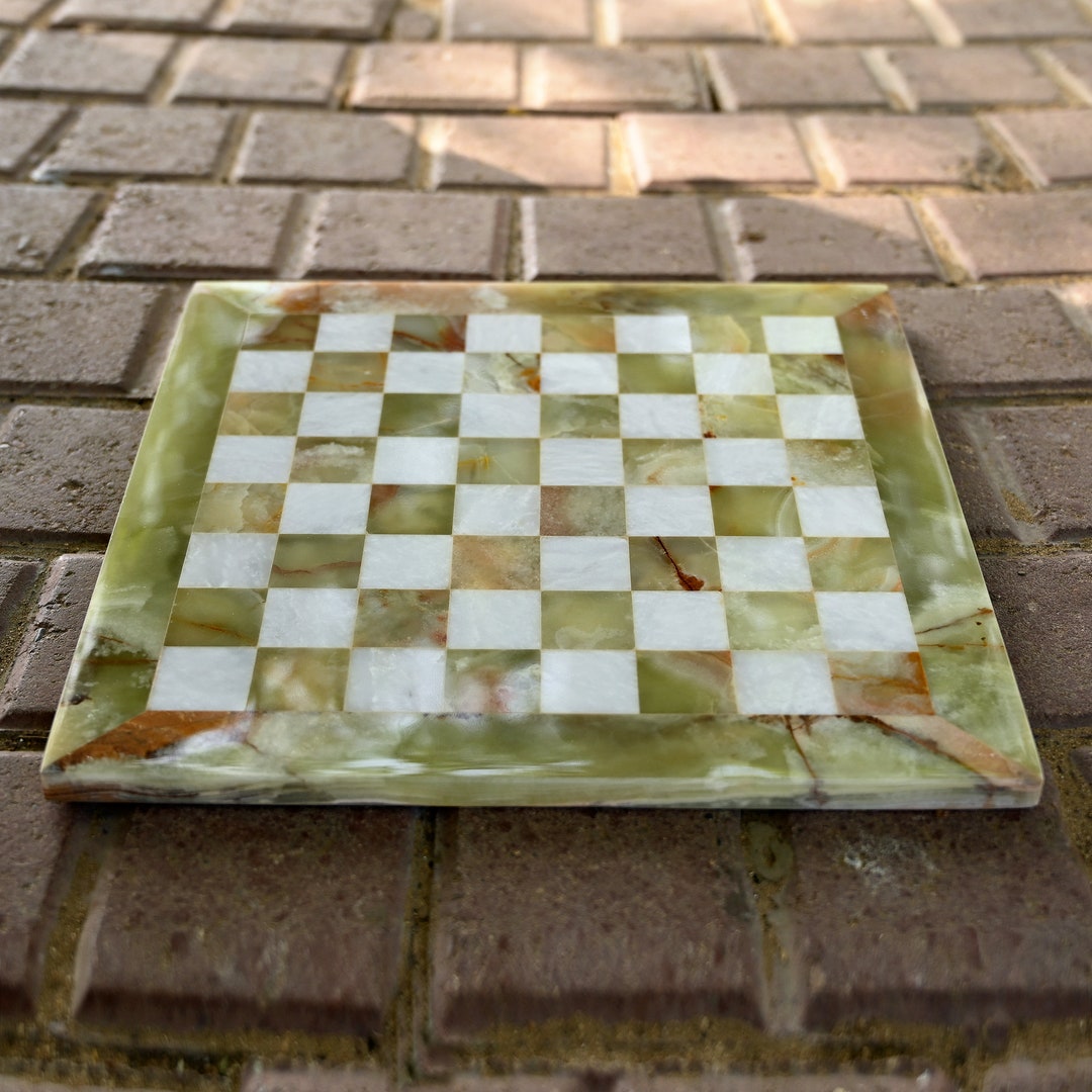 Elegant Marble Chess Board: Handcrafted in Green Onyx and White Perfect ...