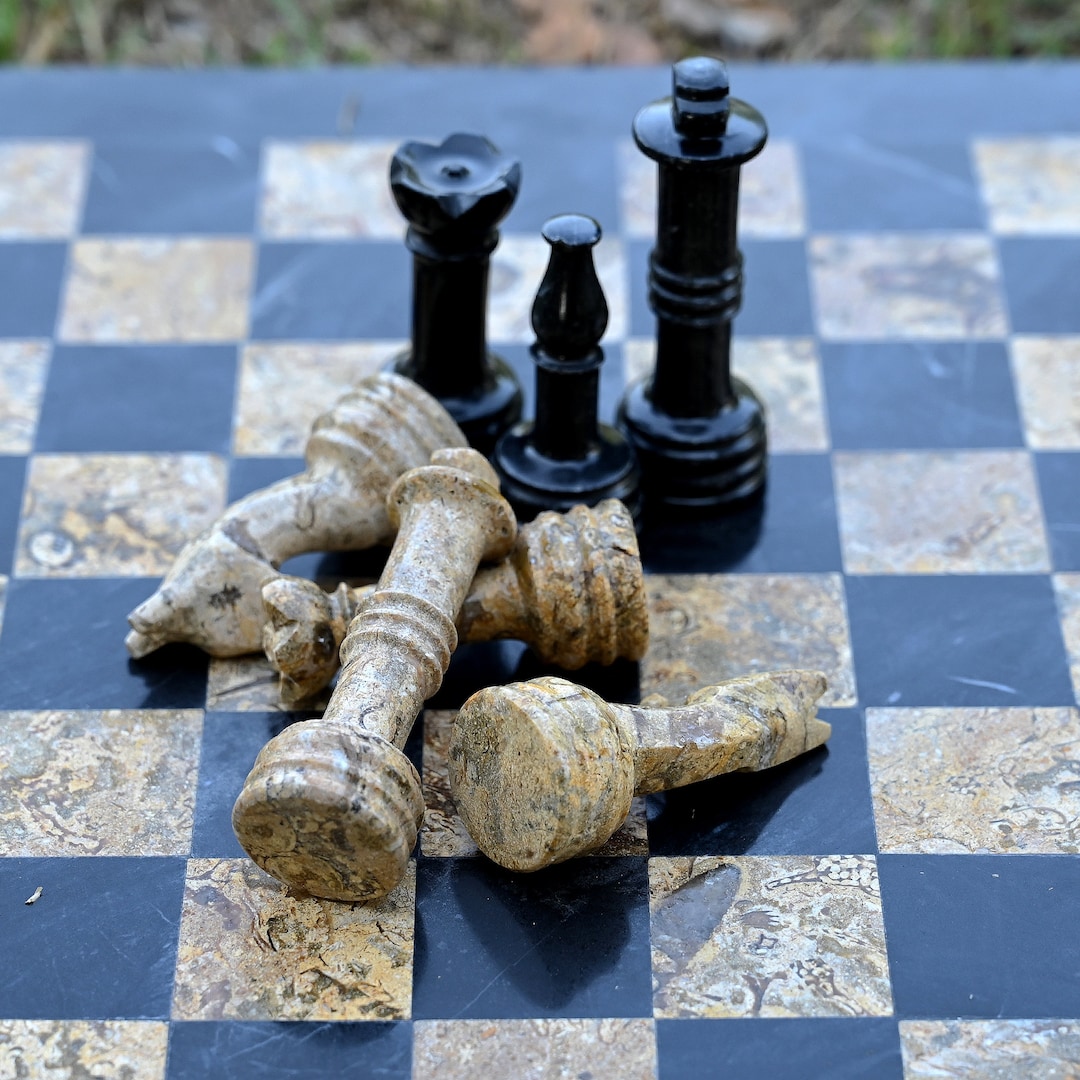 Stone Chess Pieces only Set Handmade, Chess Pieces Only for 12 to 16 ...
