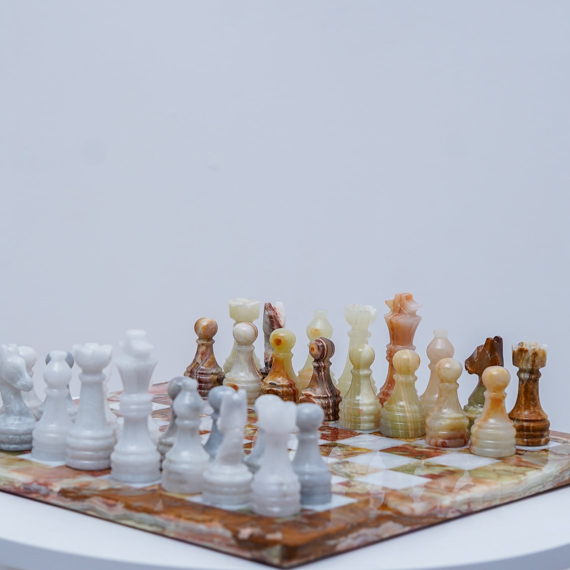 Handmade Marble Chess Set: Elegant Onyx Stone Board (12-inch) With ...