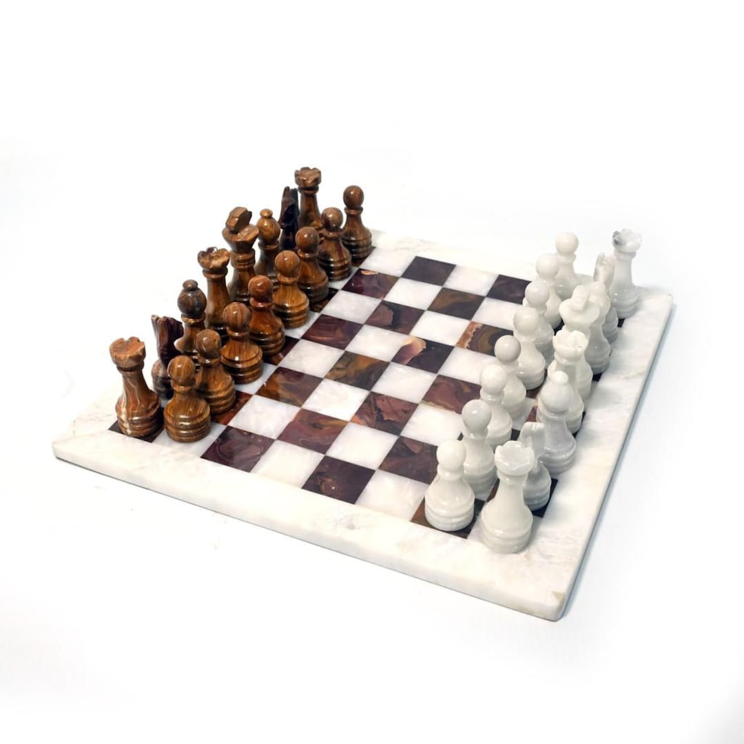 Handmade Marble Chess Set: 12-inch Vintage Board Game - Etsy