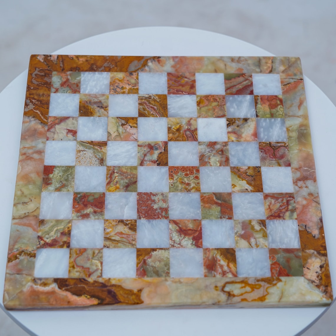 Handmade Marble Chess Set: Elegant Onyx Stone Board (12-inch) With ...
