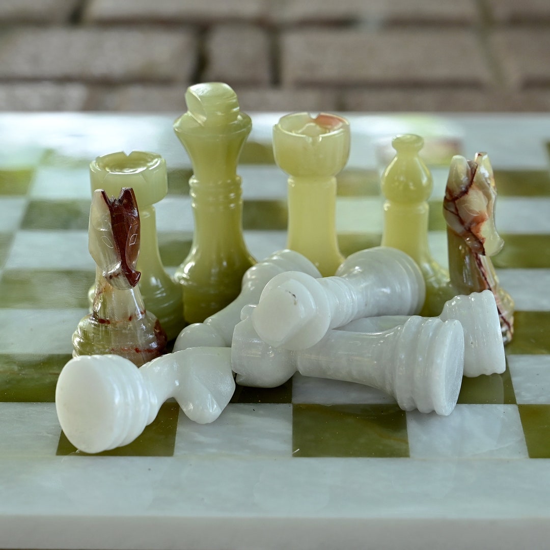 Handmade Stone Chess Pieces Set: 3-inch King, Ideal for 12-15 ...