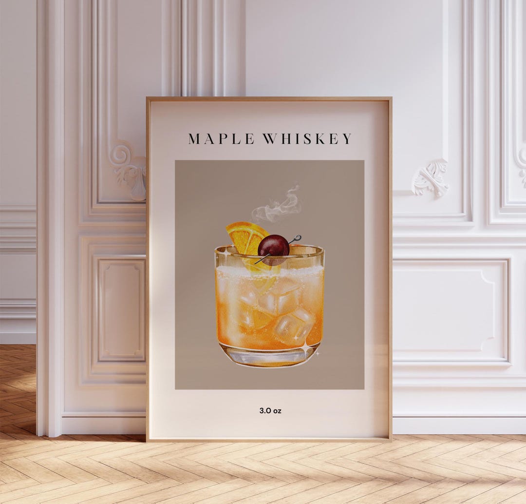 Maple Whiskey Wall Art | Whiskey Printable Decor | Rustic Bar Wall Art ...