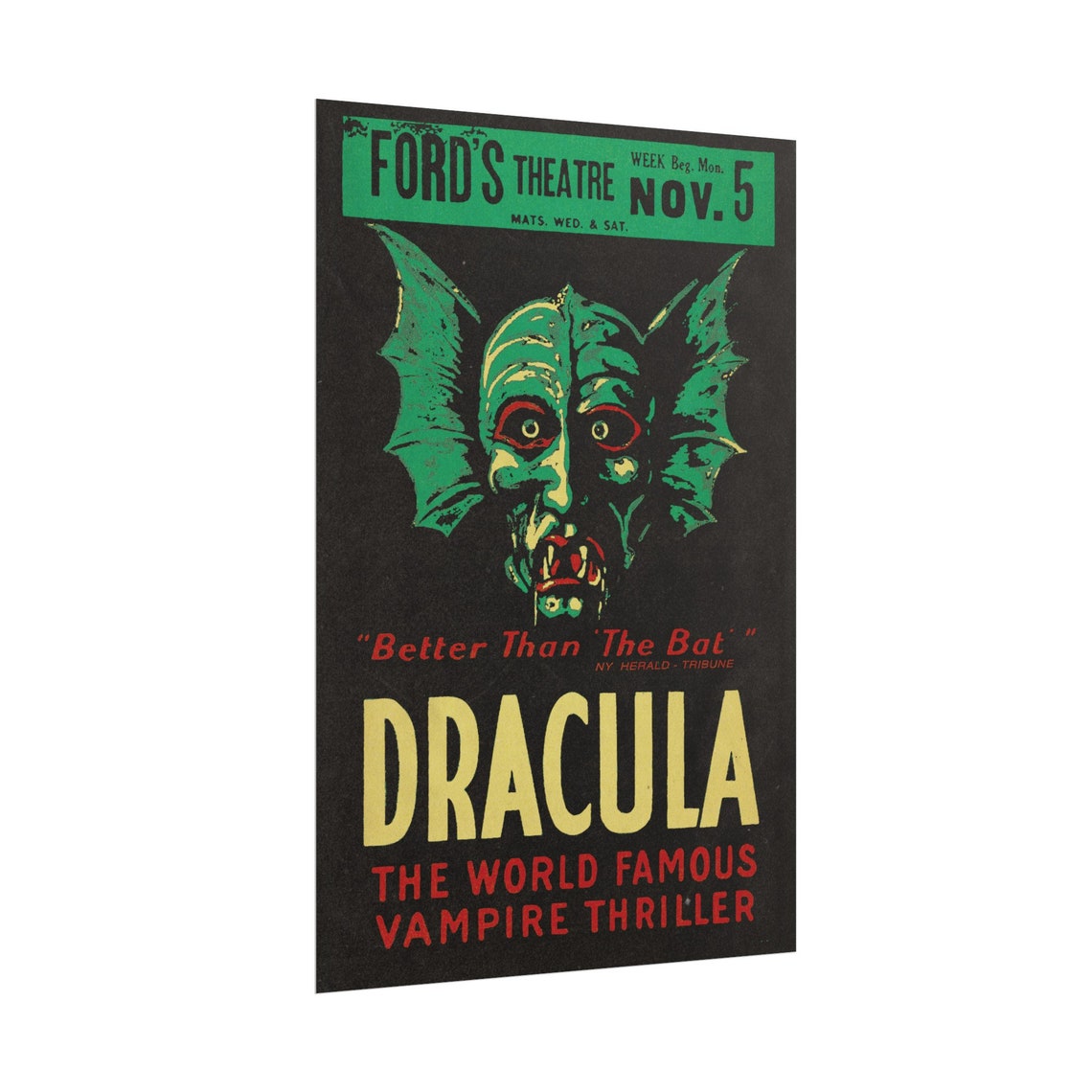 1928 Dracula Stage Play Vintage Window Card Poster - Gothicstyle Horror ...