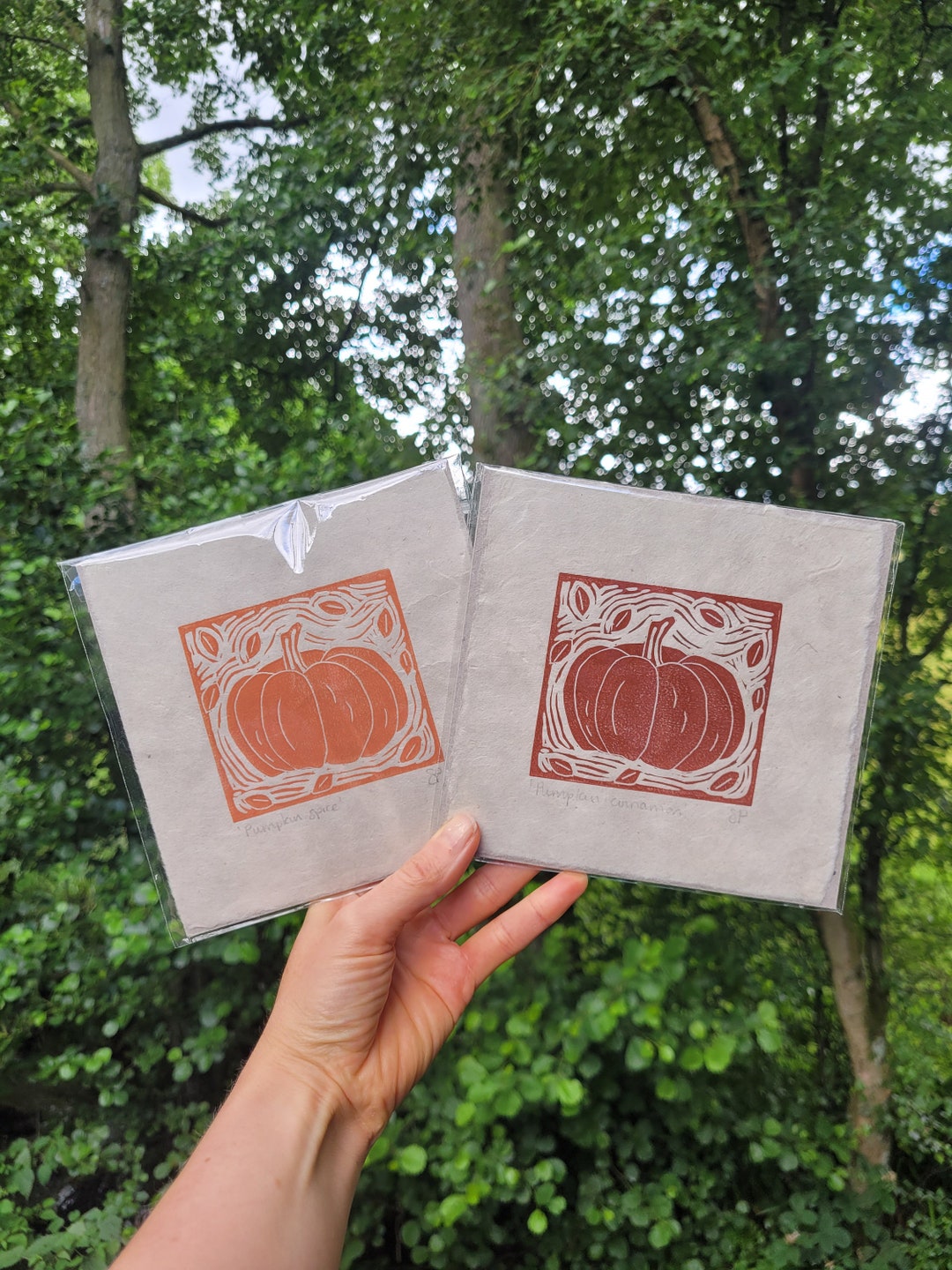 Orange Pumpkin Linocut Art Print - Etsy