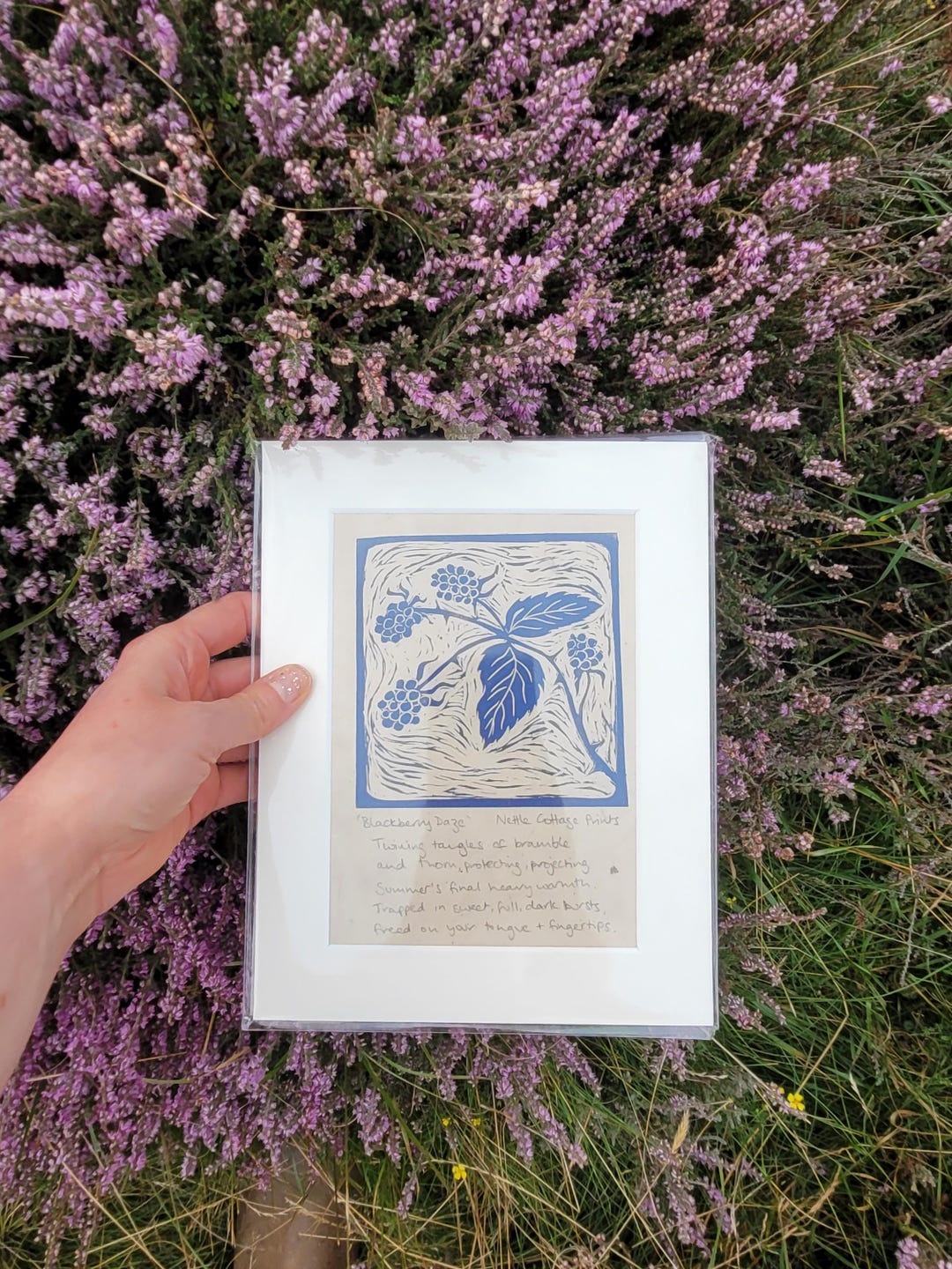 Indigo Blue Blackberry Linocut Print and Poem - Etsy UK
