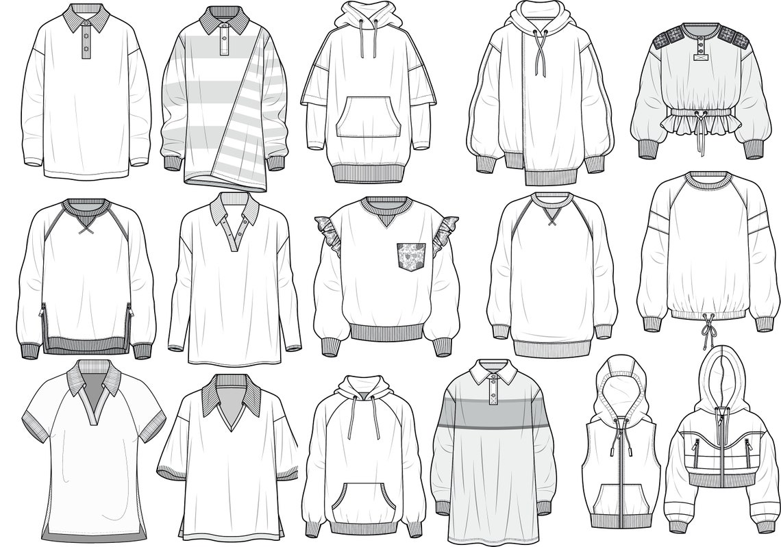 Knit & Jersey Flat Technical Drawing Illustration - Etsy