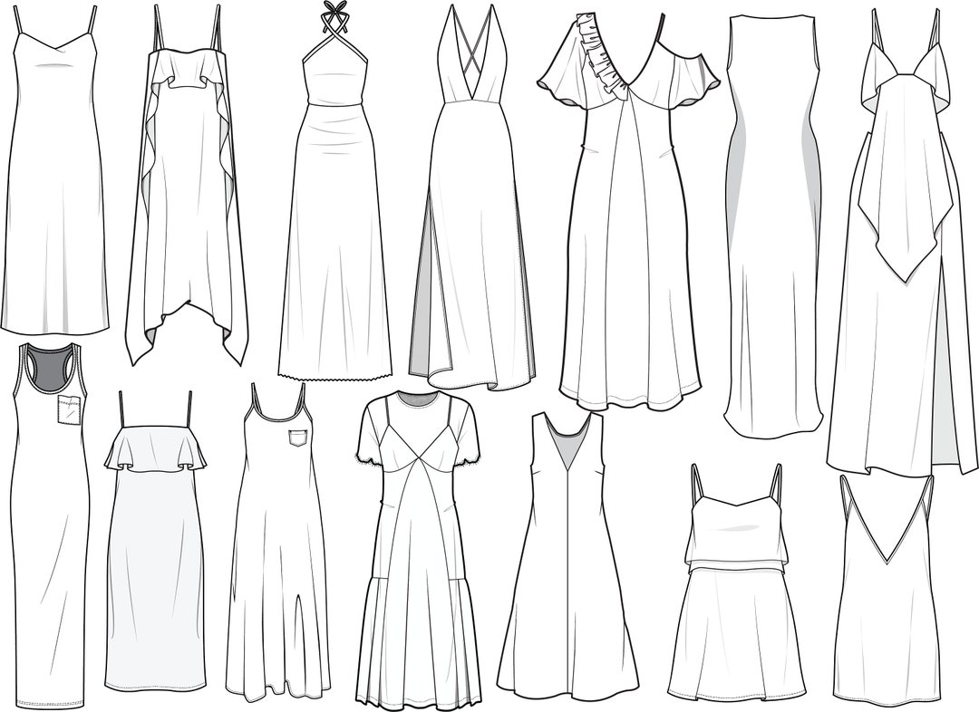 Slip Dress Flat Technical Drawing Illustration - Etsy