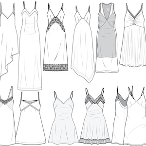Slip Dress Technical Drawing - Etsy