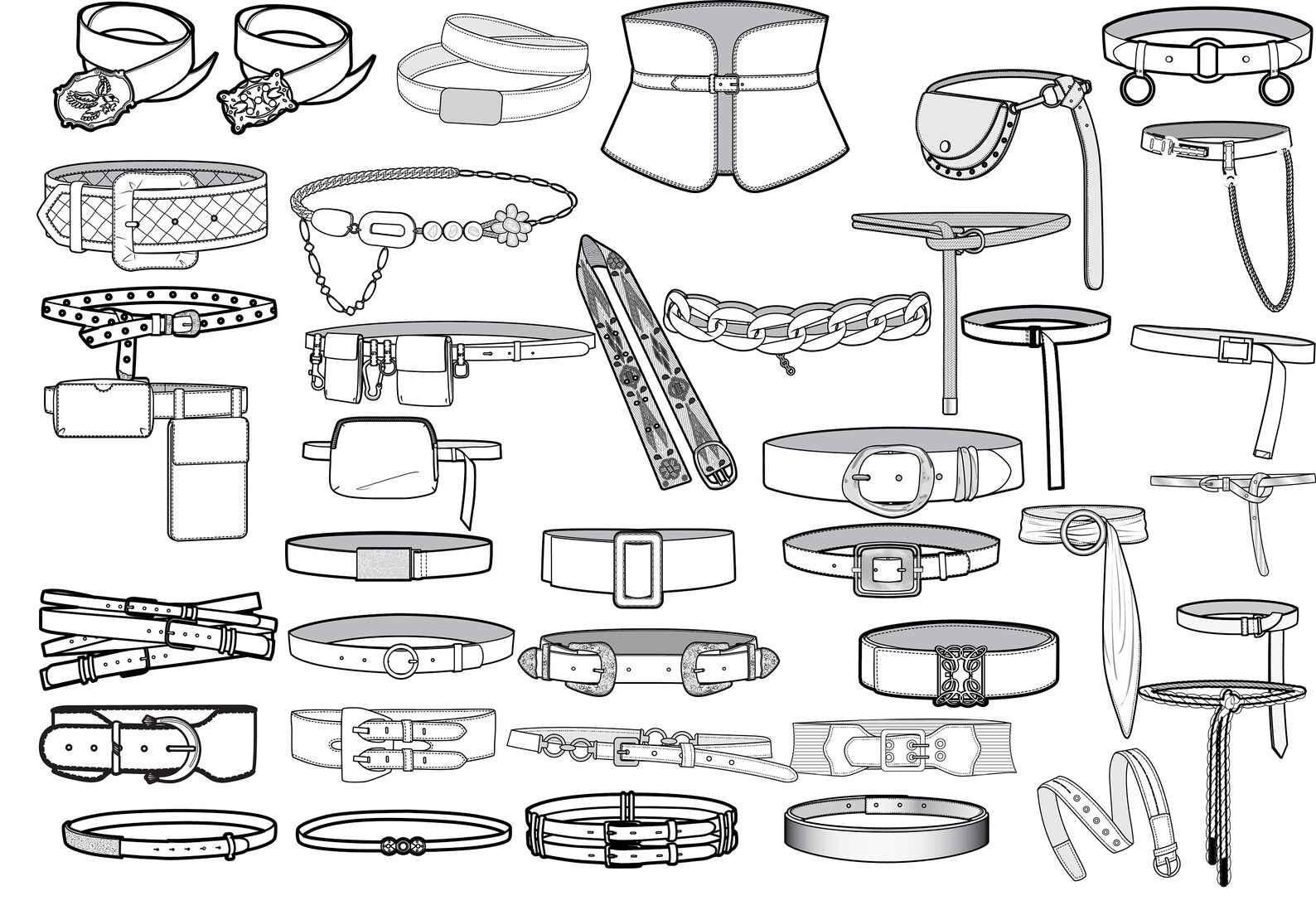 Belts Flat Technical Drawing Illustration - Etsy
