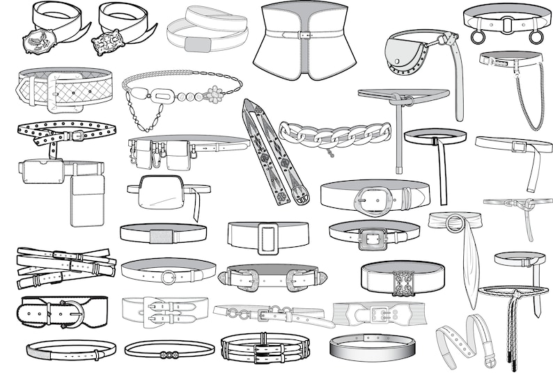 Belts Flat Technical Drawing Illustration - Etsy