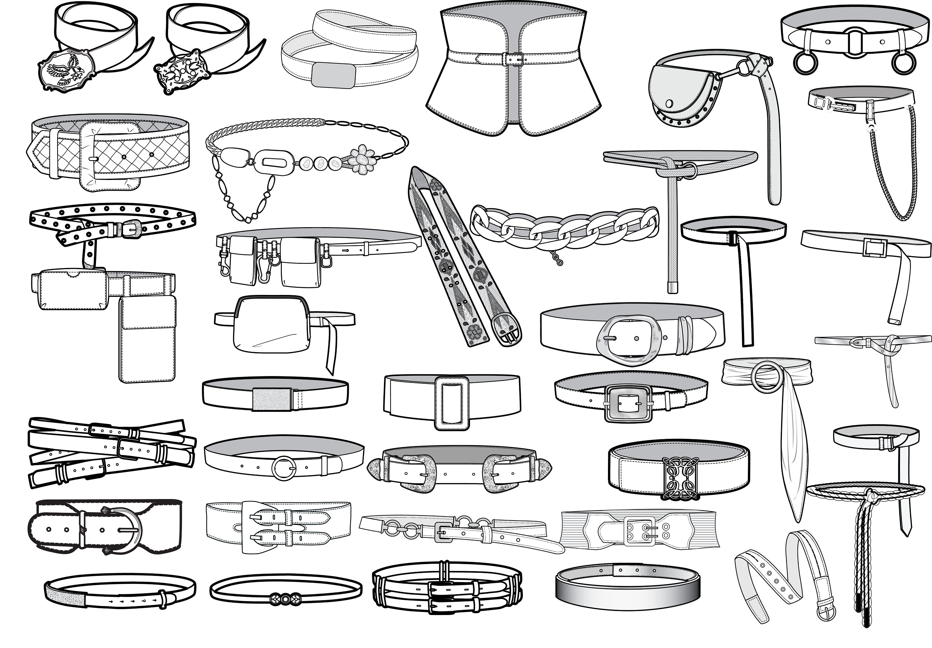 Belts Flat Technical Drawing Illustration - Etsy