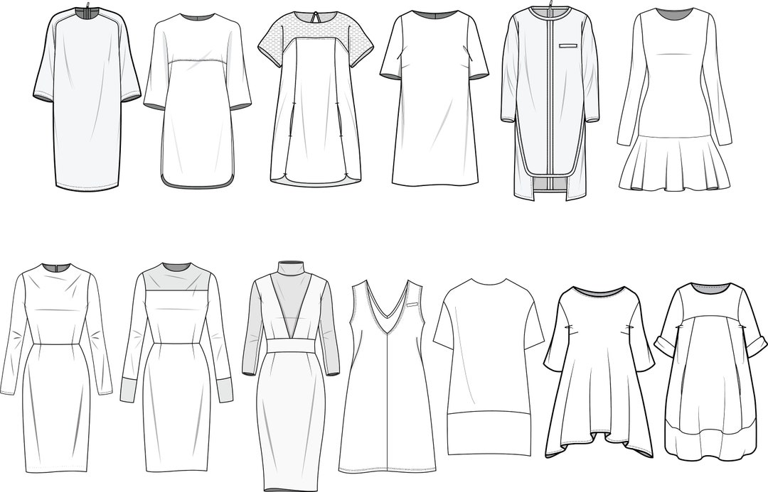 Dress Flat Technical Drawing Illustration - Etsy