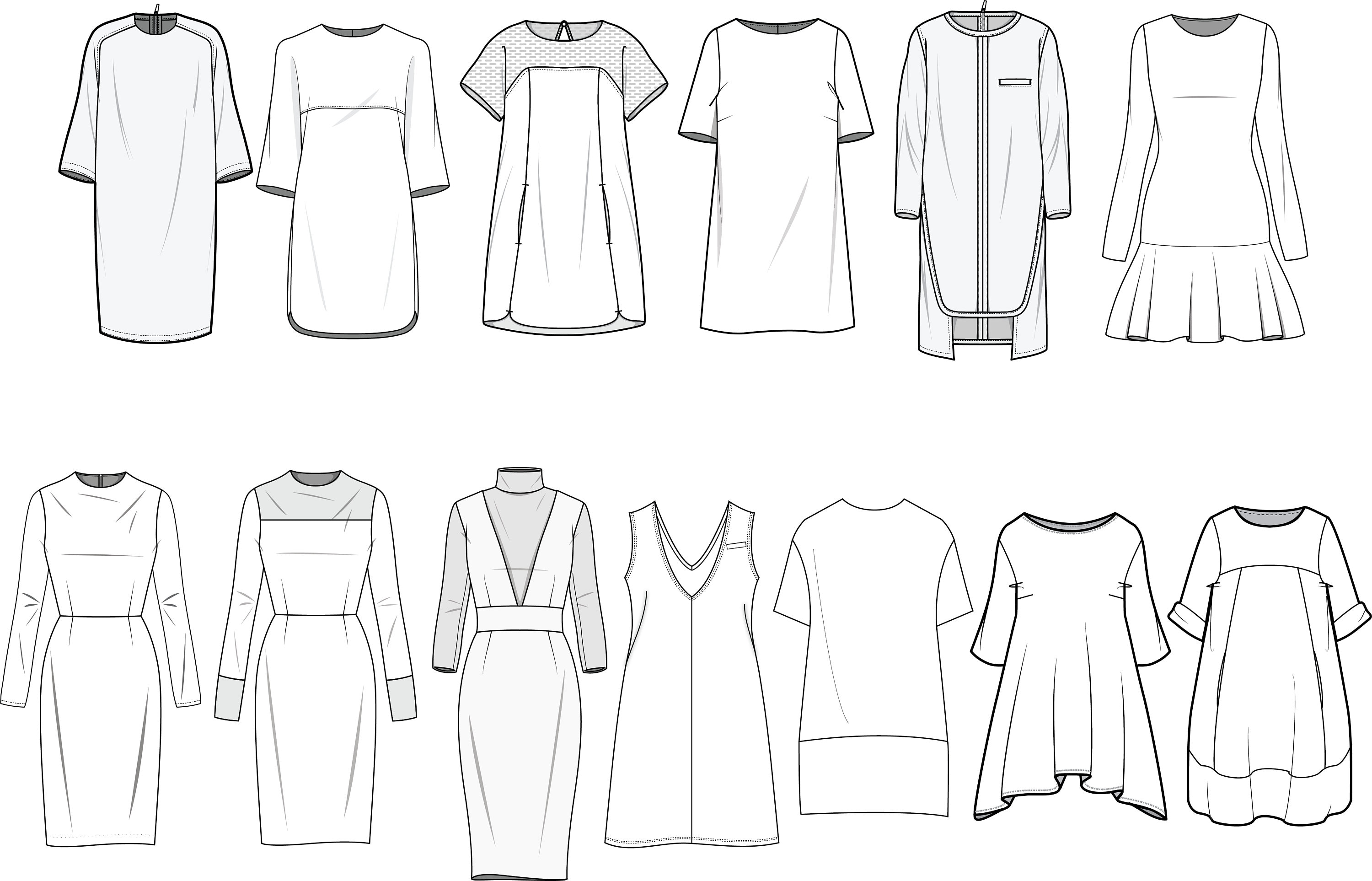 Dress Flat Technical Drawing Illustration - Etsy