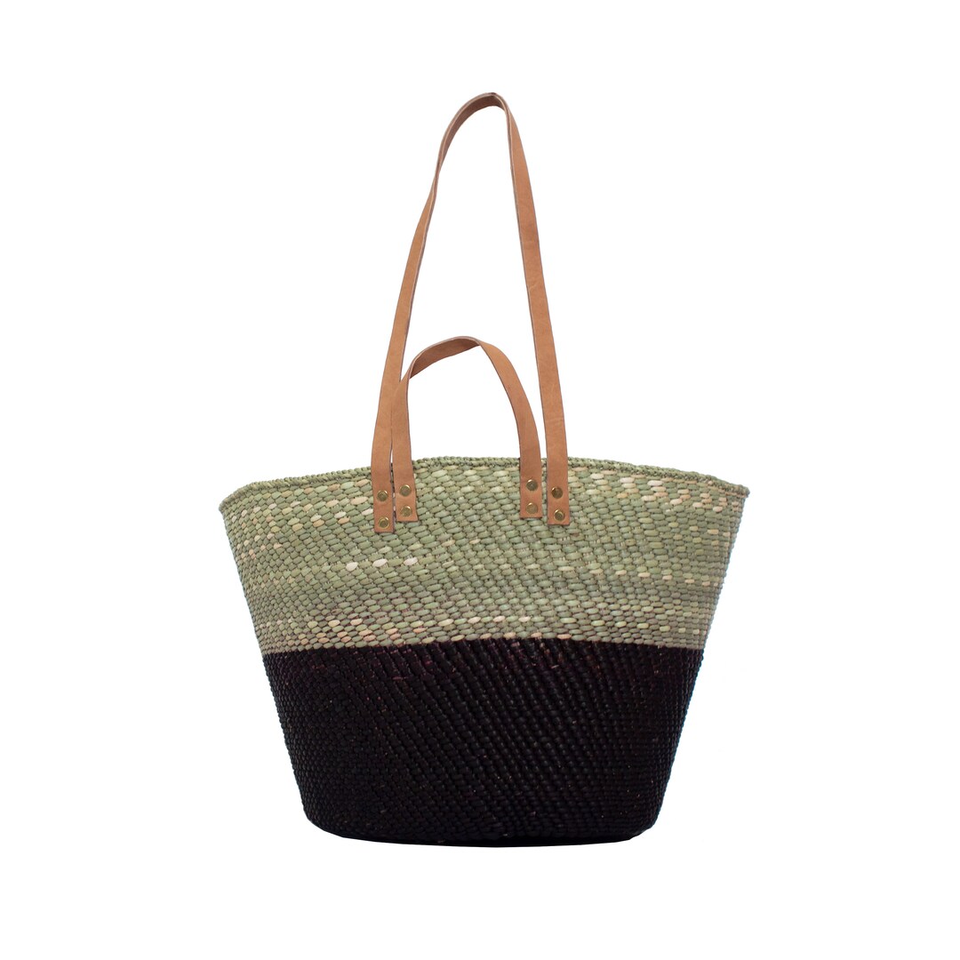 Large Market Bag Black Woven Shoulder Bag Straw Bag - Etsy