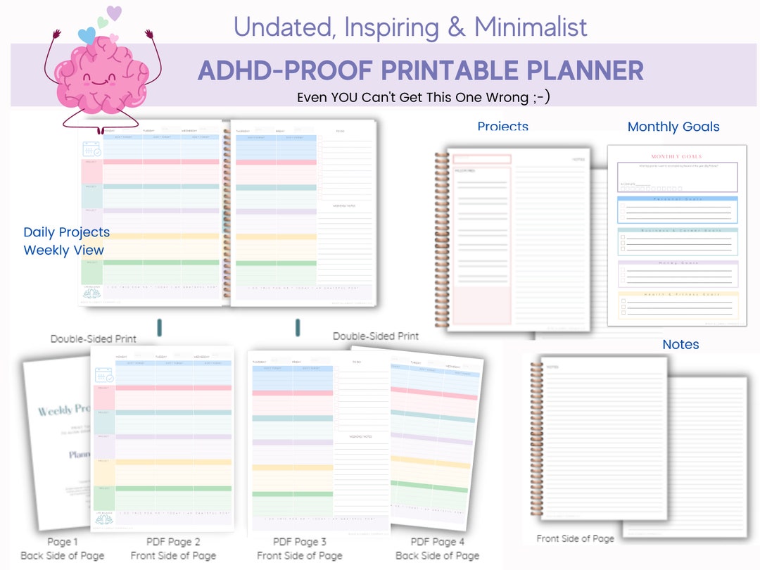 ADHD Planner, Printable Organizer for Neurodivergent Adults ...