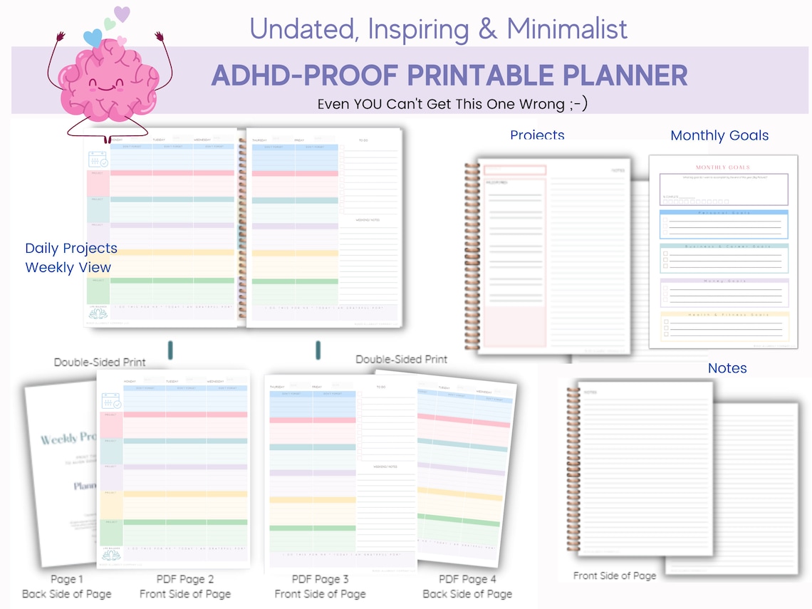ADHD Planner Printable Organizer for Neurodivergent Adults - Etsy