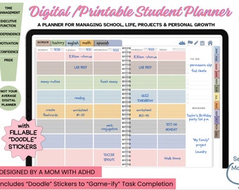 Digital ADHD Homework Planner, Executive Function Skills Support ...