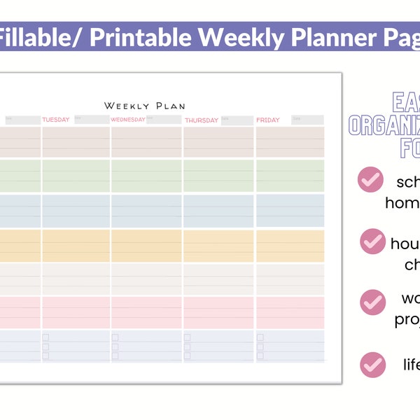 Weekly Planner - Etsy