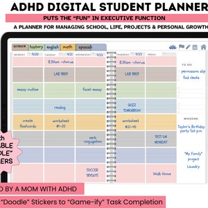 Digital ADHD Homework Planner, Executive Function Skills Support ...