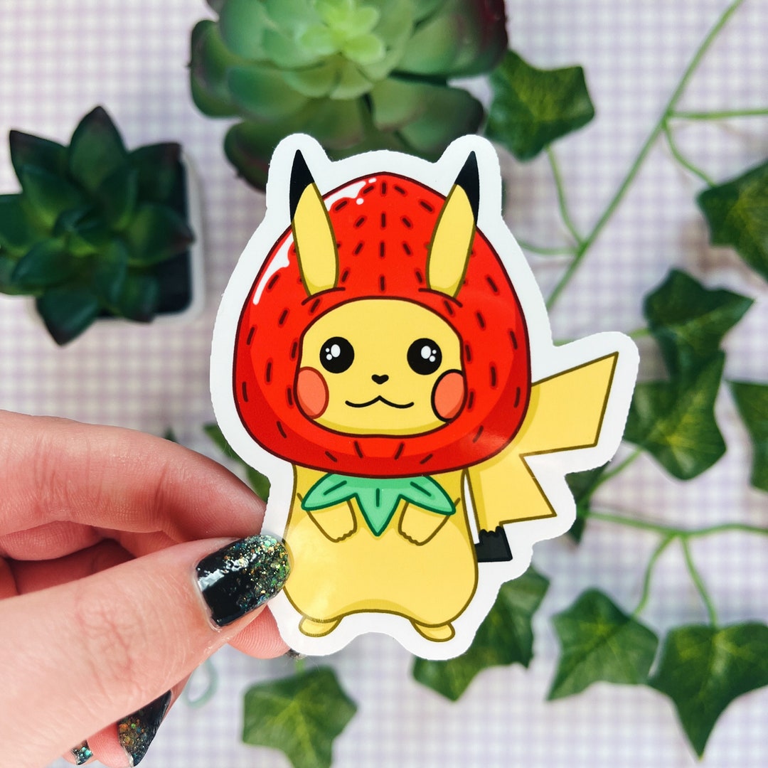 Strawberry Hat Pikachu Sticker Pokemon Sticker Nintendo Sticker ...