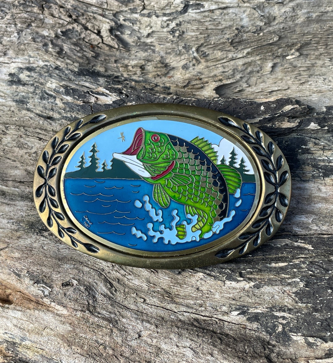 Vintage Bass Fishing Belt Buckle - Etsy