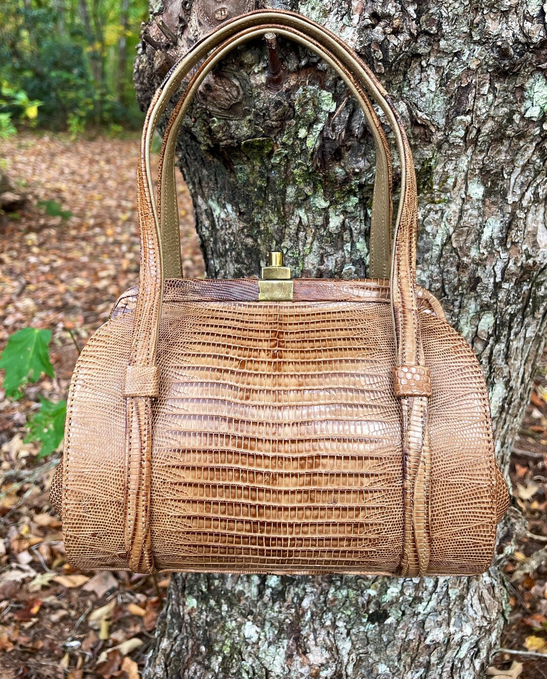 Vintage Bellestone Reptile Skin Handbag - Etsy