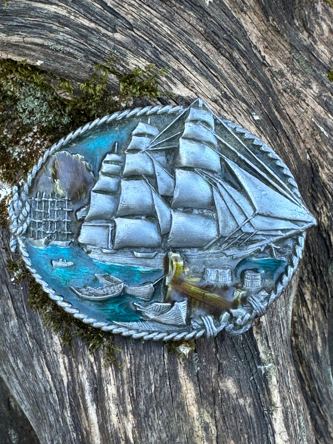 Vintage Ship Belt Buckle - Etsy