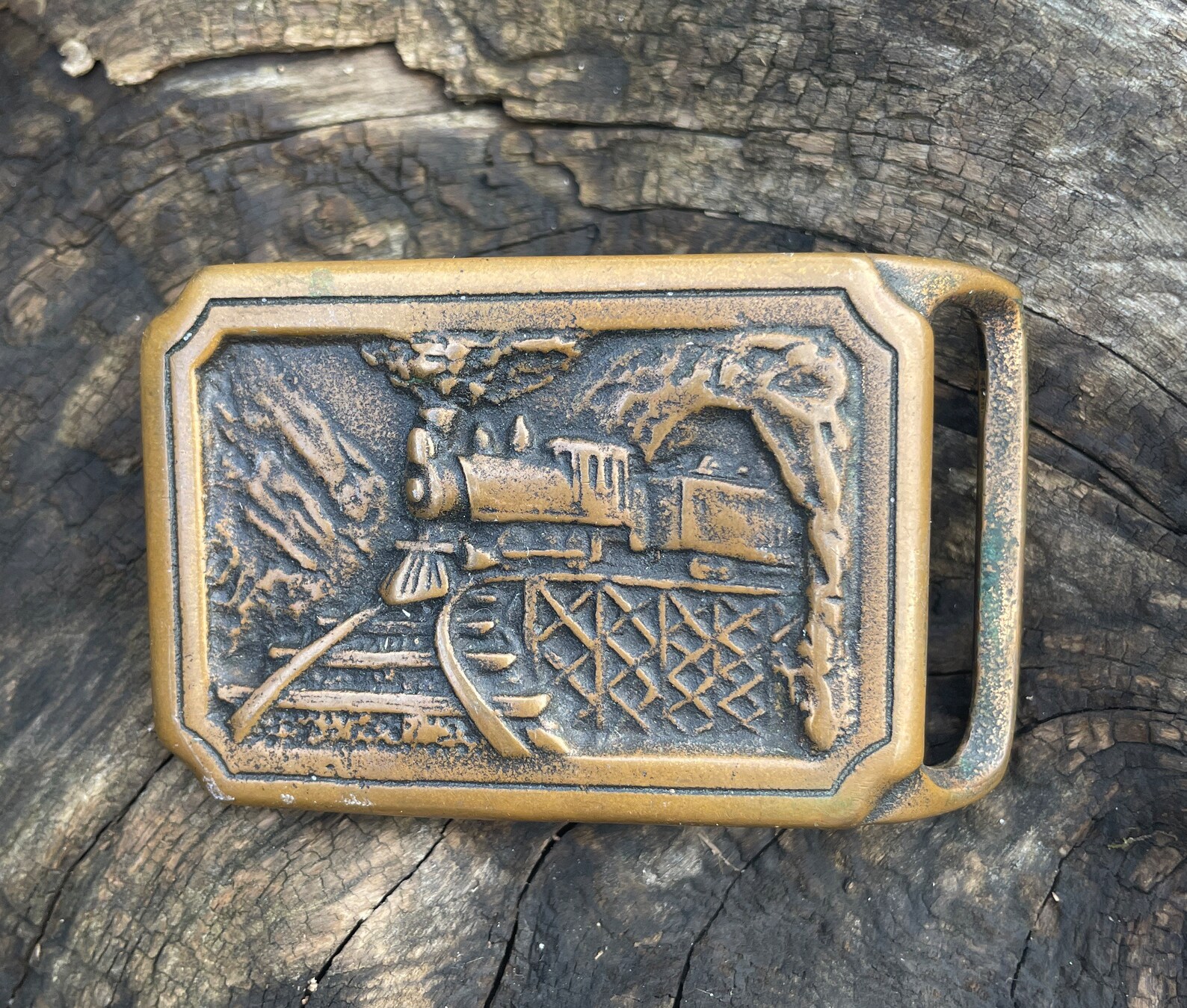 Vintage Train Brass Belt Buckle - Etsy