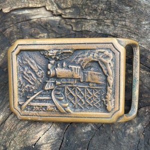 Vintage Train Brass Belt Buckle - Etsy