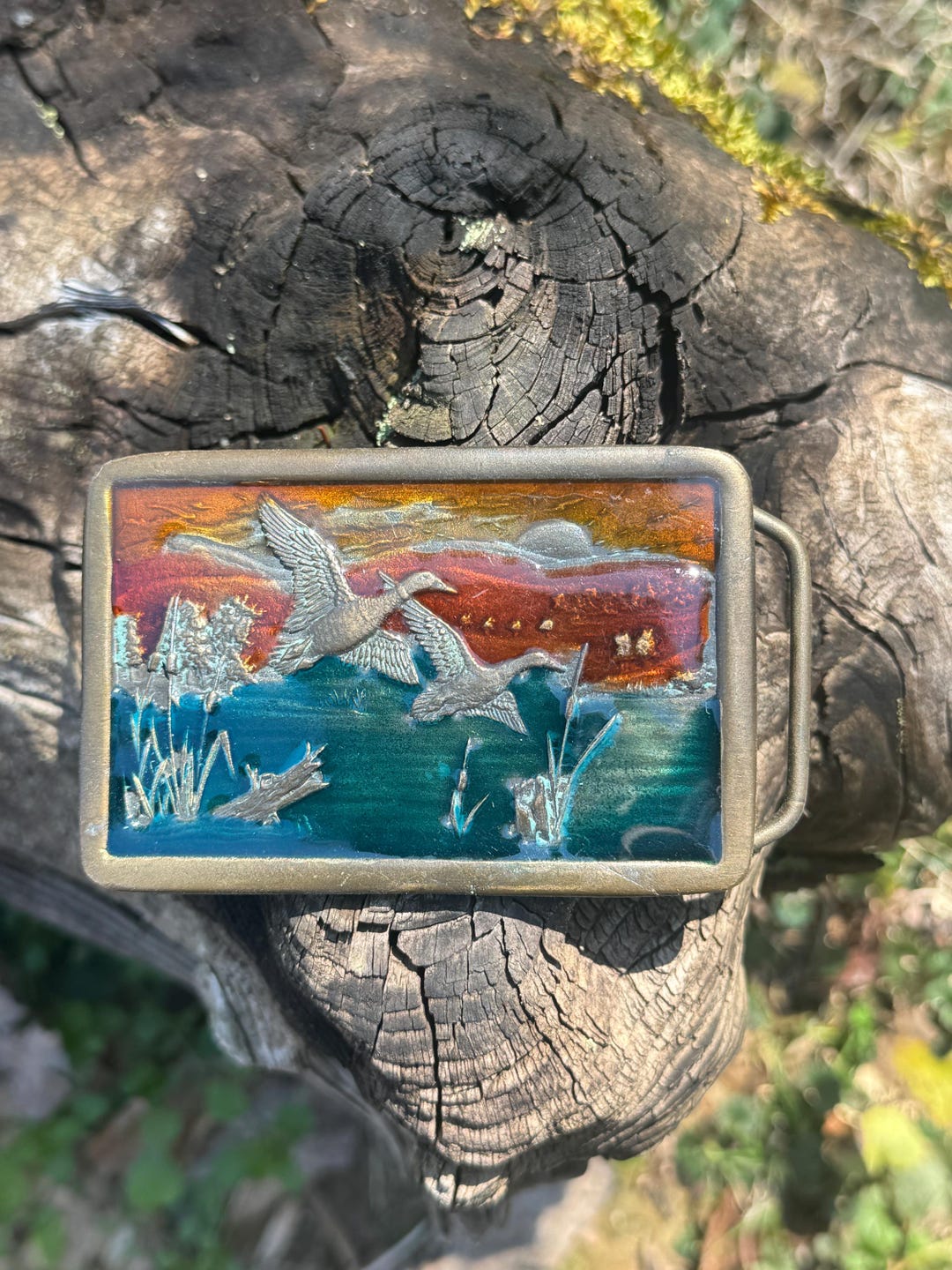 Vintage Brass Duck Hunting Belt Buckle - Etsy