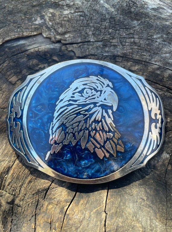 Vintage Eagle Belt Buckle w Matching Leather Belt Siz… - Gem