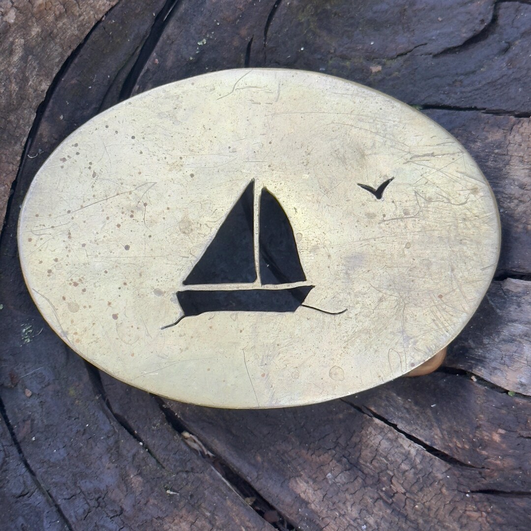 Vintage Sailboat Brass Belt Buckle, Ship Belt Buckle, Nautical Belt ...