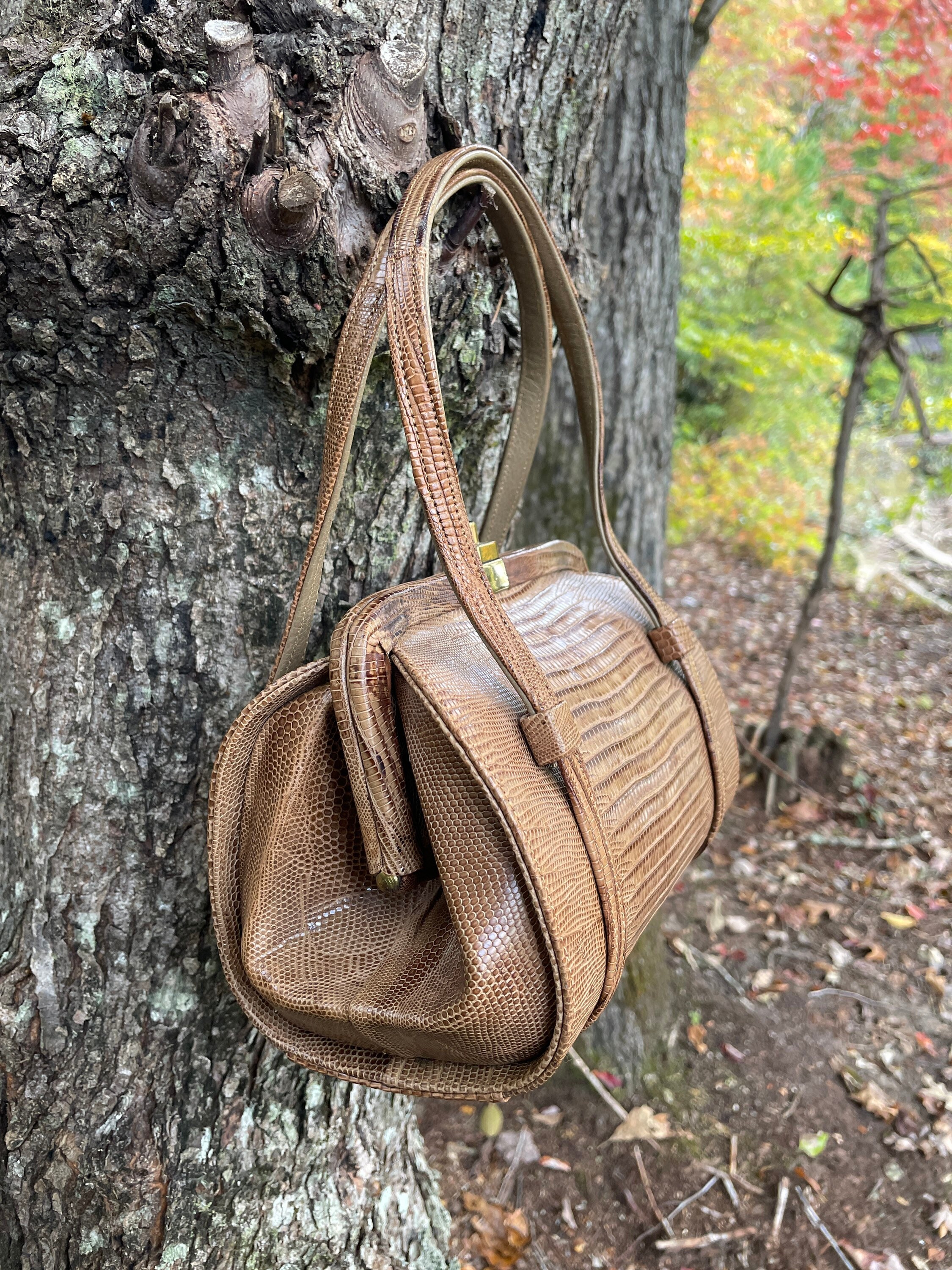 Vintage Bellestone Reptile Skin Handbag - Etsy